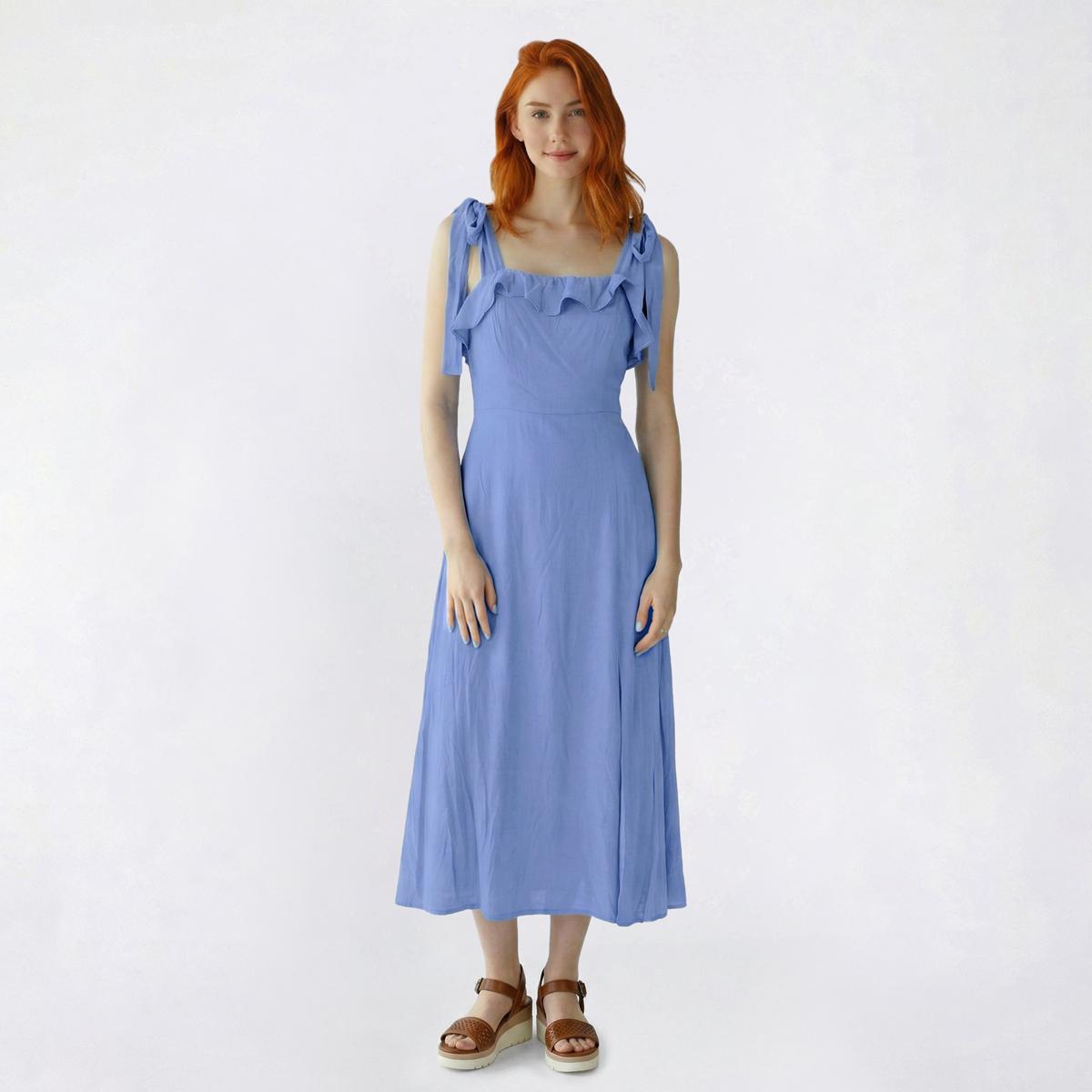 Click here for Juniors Trixxi Molly Side Slit Tie Shoulder Midi D... prices